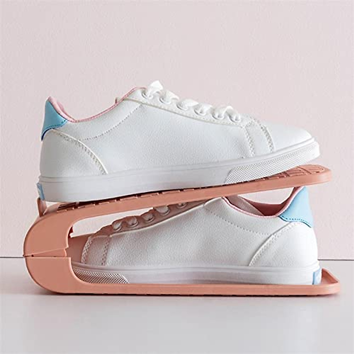 KNFUT Shoe Slots, Shoe Storage Rack Double-Deck Stackable Save Space Free Height Adjustment Storage Multifunctional Shoe Holder Shelf for Home (Color : Blue)