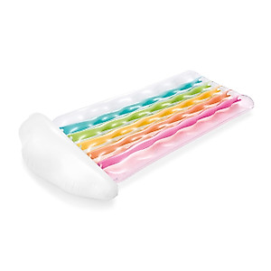 Intex Rainbow Cloud Mat Inflatable Outdoor Floating Swimming Pool Lounger Float Toy with Headrest