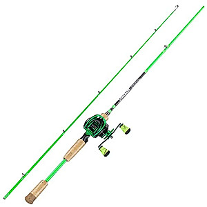 One Bass GT Spinning & Casting Reel and 2-Piece Fishing Rod Combo, Durable Graphite Rod, Ultra Light Fishing Reel for Anglers and Beginner- 7' Casting Pole with Right Handed Baitcasting Reel