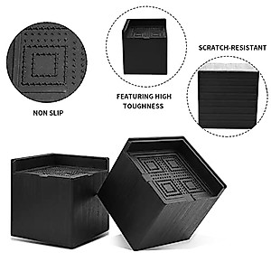 SELOTOKITER 4pcs Bed Risers,Heavy Duty Square Bedding Adjustable Bed Furniture Risers,L-Shaped Furniture Legs,Suitable for Beds,Sofas,Tables,Cabinets,Washing Machines,Refrigerators(Black)