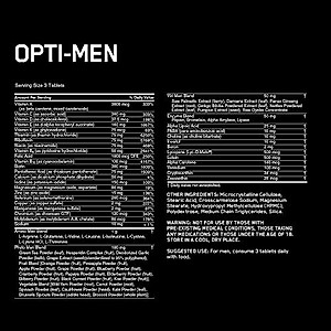 Optimum Opti-Men Multi-Vitamin Vitamin D Amino Acids B-Complex 240 Tablets