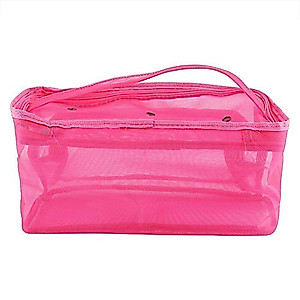 Fdit Knitting Bag Yarn Storage/Portable Tote Crochet 3 Holes Storage Bags to Protect Yarn Prevent Tangling(Rose Red)