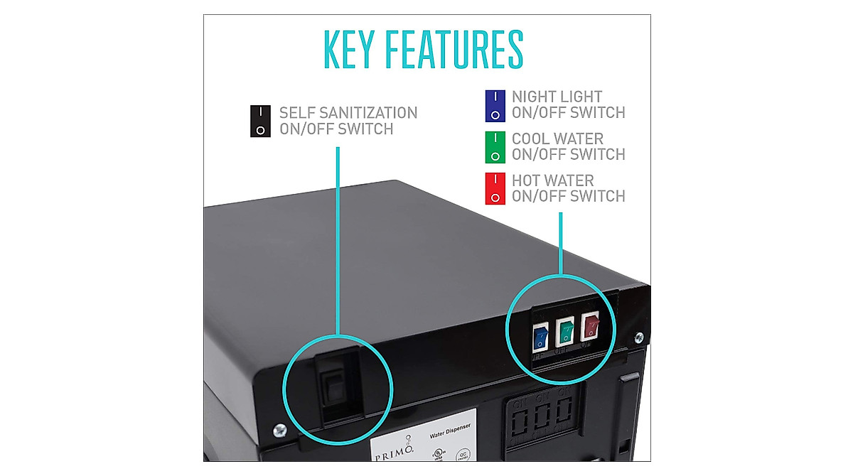 Primo Self-Sanitizing Water Dispenser - Hot & Cold, Easy Load