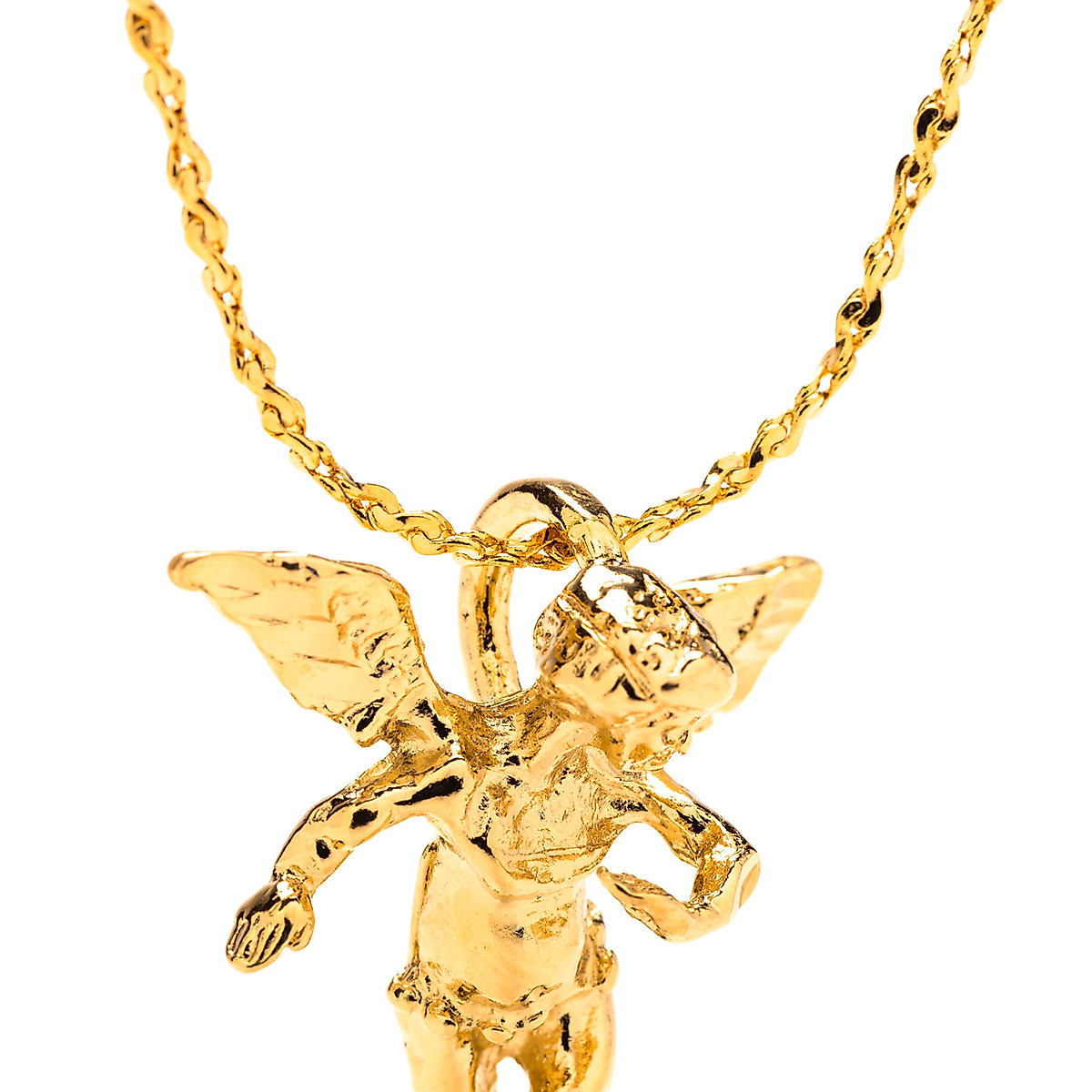 LIFETIME JEWELRY Medium Guardian Angel Pendant Necklace Charm 24K Real Gold Plated