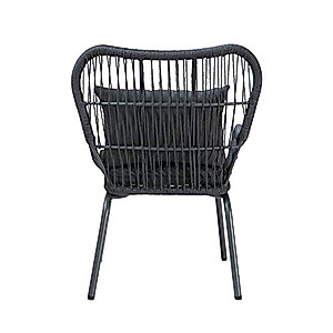 Great Deal Furniture Karen Outdoor Club Chairs, Steel and Rope, Water-Resistant Cushions, Boho, Dark Gray and Gray (Set of 2)