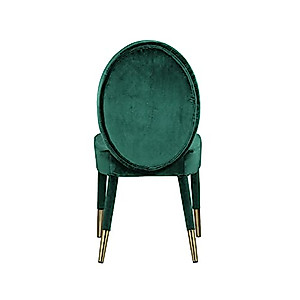 Iconic Home Leverett Dining Chair Upholstered Oval Back Armless Design Velvet Wrapped Wood Gold Tone Metal Tipped Legs (Set of 2) Modern Contemporary, Green