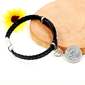 Uloveido Braided Leather Bracelet Engraved Faith Small AS A Mustard Seed Can Move Mountains Matthew 17:20 (Round Mountain Seed)