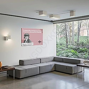 African American Pilot Bessie Coleman Portrait Inspirational Quote Art Poster (1) Canvas Poster Bedroom Decor Office Room Decor Gift Frame-style 20x16inch(50x40cm)