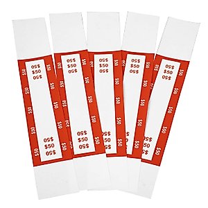 Royal Sovereign $50 Currency Straps, Orange, 1000 Count (RMCS-0050)