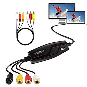 VHS to Digital Converter,Video Capture Card Device,VHS VCR Hi8 Mini DV to Mac Digital Converter,RCA to USB Video Converter for PC TV Tape Player Camcorder,MAC Windows Vista Compatible
