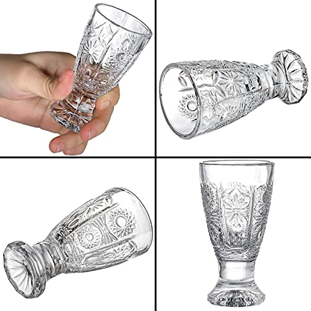 Nicunom 12 Pack Shot Glasses, 1.6 Oz Carved Shot Glass with Heavy Base, Round Shot Glasses Bulk, Lead-free Clear Shot Glass for Vodka, Whiskey, Tequila, Liquor, Espresso