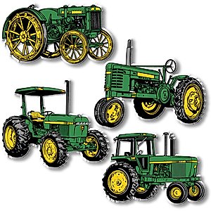 Green & Yellow Tractor Magnet Setof 4 by Classic Magnets, Collectible Souvenirs Made in The USA