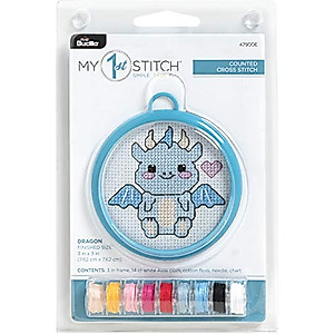 Bucilla 47900E My 1st Stitch Counted Cross Stitch Kit, 3", Dragon
