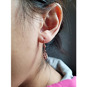 Solid 14k Rose Gold Morganite Dangle Lever back Earrings