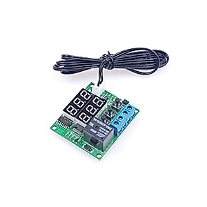 LM YN DC 12V Digital Thermostat Module -58℉ to 257℉ Fahrenheit Temp Display Temperature Controller Board with 20A Relay Waterproof Sensor Probe Dual LED Display Red Red