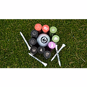 Pins & Aces - Golf Ball Stamp - Reusable Ink Stamp for Golf Ball - Premium Machine Billet Aluminum Case - Long Lasting Ink Lets You Customize Your Game
