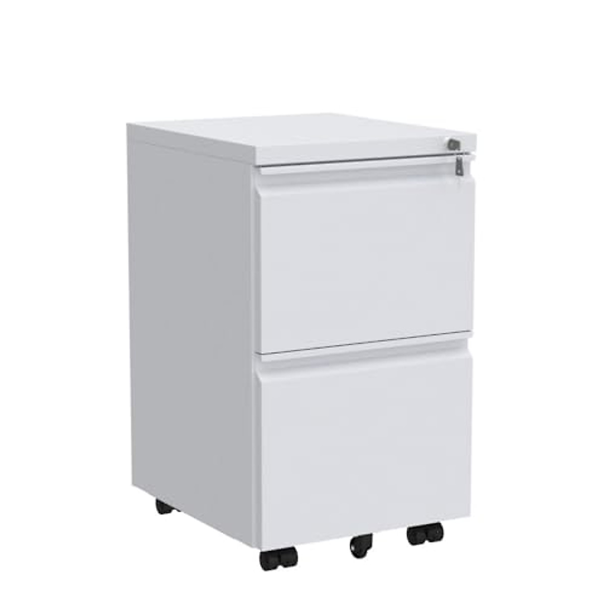 YITAHOME 2-Drawer Vertical File Cabinet with Lock, 20” Deep Mobile Metal Filing Cabinet for Legal/Letter Size, 20” Height Pre-Built Office Storage File Cabinet Except Wheels Under Desk - White