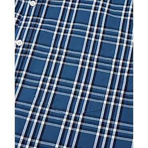 Alimens & Gentle Men's Plaid Button Down Shirts Cotton Long Sleeve Dress Shirts Regular Fit Gingham Shirts