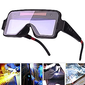Melgweldr Welding Goggles Auto Darkening,Solar Auto Darkening Welding Glasses Over Glasses Welders Safety Protection PC Glasses with Welding Protective Gloves