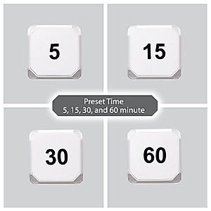 TimeCube Plus Preset Timer with 4 LED Light Alarm for Time Management, and Countdown Settings (White - 5,15,30,60 min)