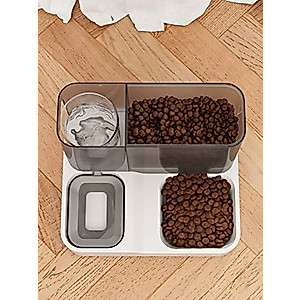 RENJIMWON Automatic Cat & Dog Feeders-Food and Water Dispenser Gravity Feeder- Self Dispensing Pet Feeder -Automatic Gravity Cat Dog Feeder (Grey)