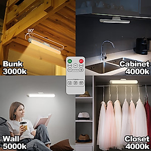 Bunk Bed Lights, 3 Colors 2400mAh 7W, Dimmable Touch 30 Led Light Bar with Remote Stick on Night Lamp for Kids, Wall Reading, Headboard, Bedroom, Rechargeable Under Cabinet Lighting