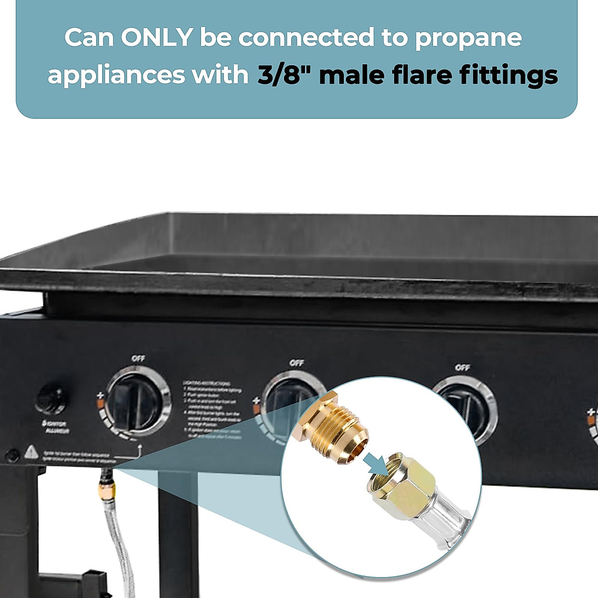 SHINESTAR 6 Feet Propane Regulator and Hose, Fit for Gas Grill, Blackstone 28"/36" Griddle, Propane Fit Pit and More, Low Pressure, 3/8" Female Flare