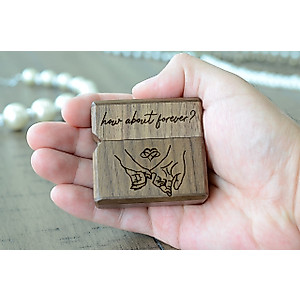 URBAN KRAFTS Engagement Ring Box for Proposal Slim Pocket Size Walnut Wooden Lighter Ring Box Engraved (How About Forever Pinky Promise)