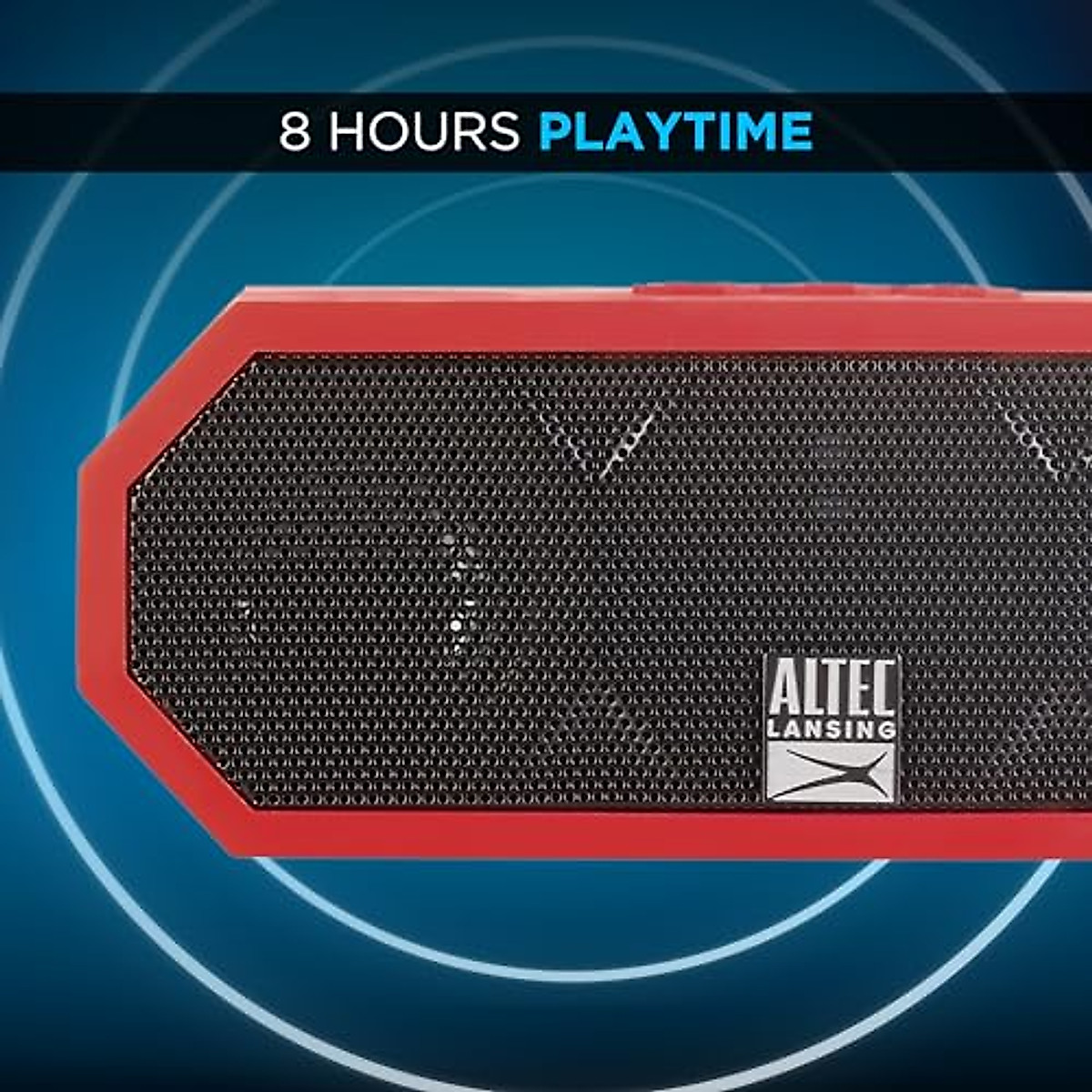 Altec Lansing Jacket H2O 2 - Waterproof Bluetooth Speaker with 3.5mm Aux Port, IP67 Certified & Floats in Water, Compact & Portable Speaker for Travel & Outdoor Use, 8 Hour Playtime,Deep Red