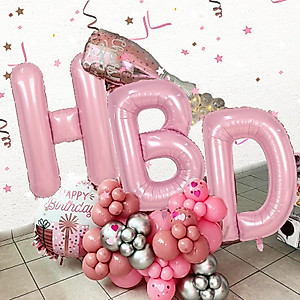 40 Inch Pink Letter Balloons, Large E Letter Balloons Foil Helium Balloons, Mylar Big Single Alphabet E Balloons, Pink Balloon Letters for Birthday Party Decorations Wedding Bride Anniversary Supplies