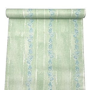 Yifely Self-Adhesive Furniture Paper Removable Shelf Liner for Covering Drawers Cabinet Doors, Green Wood Grain, 17.7 Inch by 9.8 Feet