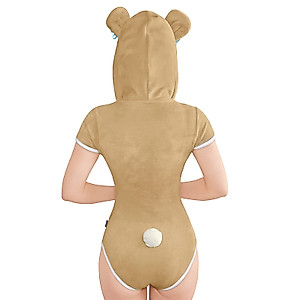 Littleforbig Cotton Romper Onesie Pajamas Bodysuit - Snuggle Bear Onesie XS Brown