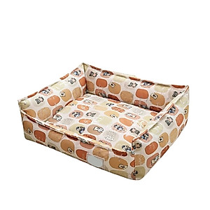ITOMEN Pet Bed Bed Dog Cat Pet Square Lattice Kennel Medium Small Dog Sofa Bed Cushion Pet Comfort (Color : Light Green, Size : 75x60cm)