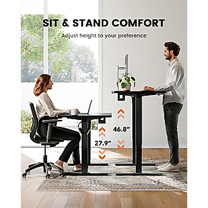 ErGear Whole Piece Standing Desk with 48x30 inch Desktop, Adjustable Stand Up Desk for Home Office, Electric Computer Desk Workstation with Cable Management Tray, Black, EGESD65B
