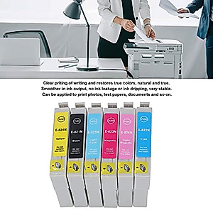 Ink Cartridge BK C M Y LC LM 6 Colors Printing Accessory Part Clear Printing Large Capacity Broad Utility for Photo Paper Document (T0851N/T0852N/T0853N/T0854N/T0855N/T0856N)