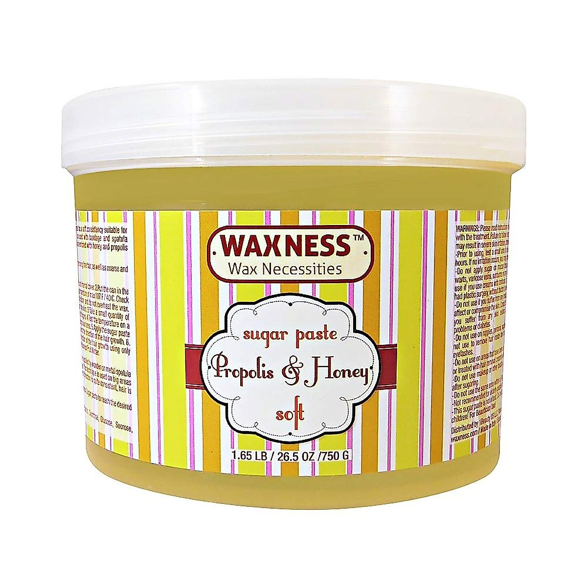 Waxness All Natural Soft Sugar Paste for Manual Application and Bandage Technique Honey Propolis 1.6 Pound