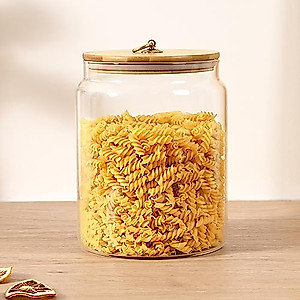 Totexil Large Glass Jars, 1 Gallon Thicken Glass Food Storage Jars with Bamboo Lids, Airtight Glass Canisters with Mental Handle, Kitchen Storage Containers for Coffee Beans, Cookie, Flour, Rice, Nuts