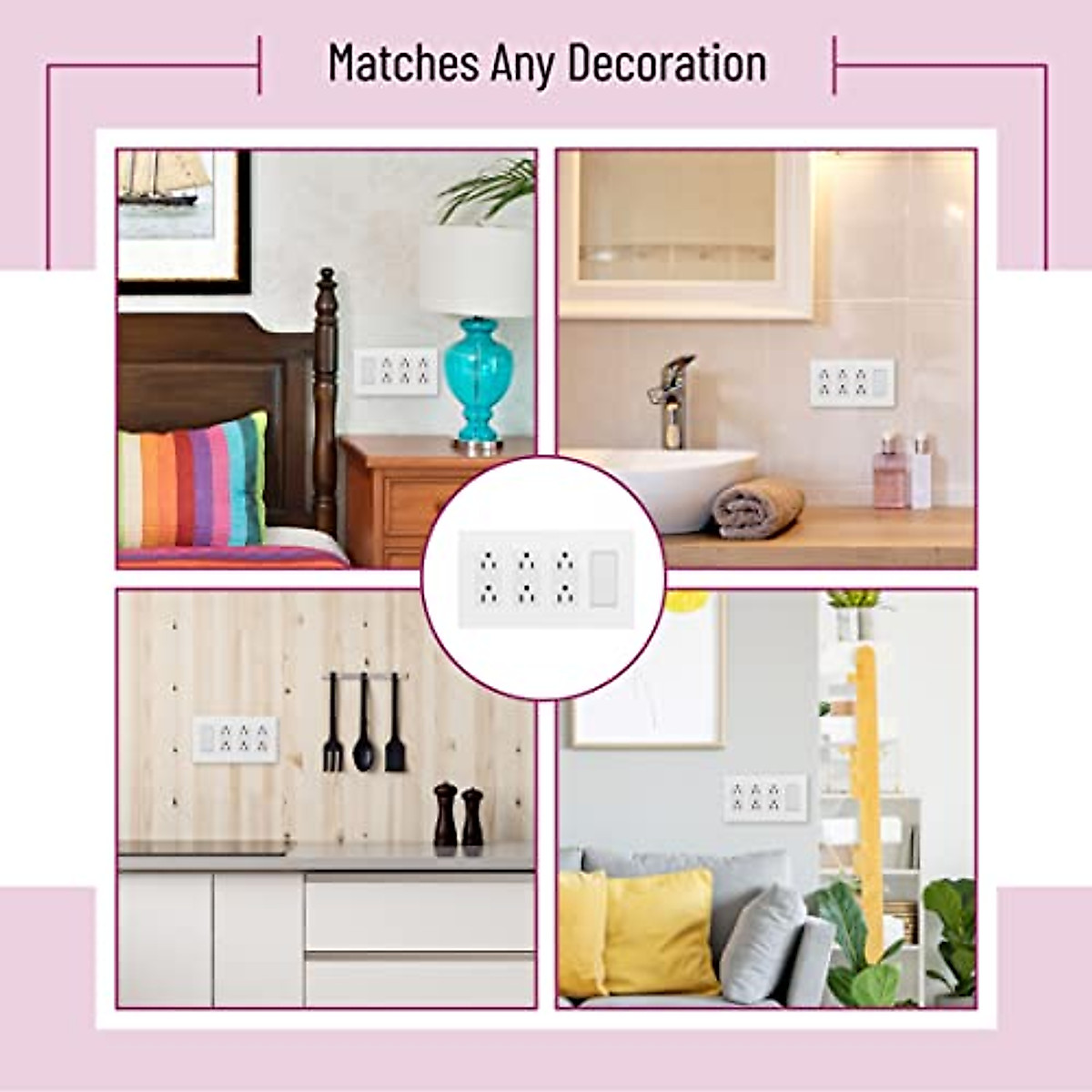 Bates- Screwless Decorator Wall Plates, 4 Gang Wall Plate, Decorator Wall Plate, Outlet Covers, Wall Plates, White Outlet Covers, 4 Gang Screwless Wall Plate, Screwless Wall Plate.