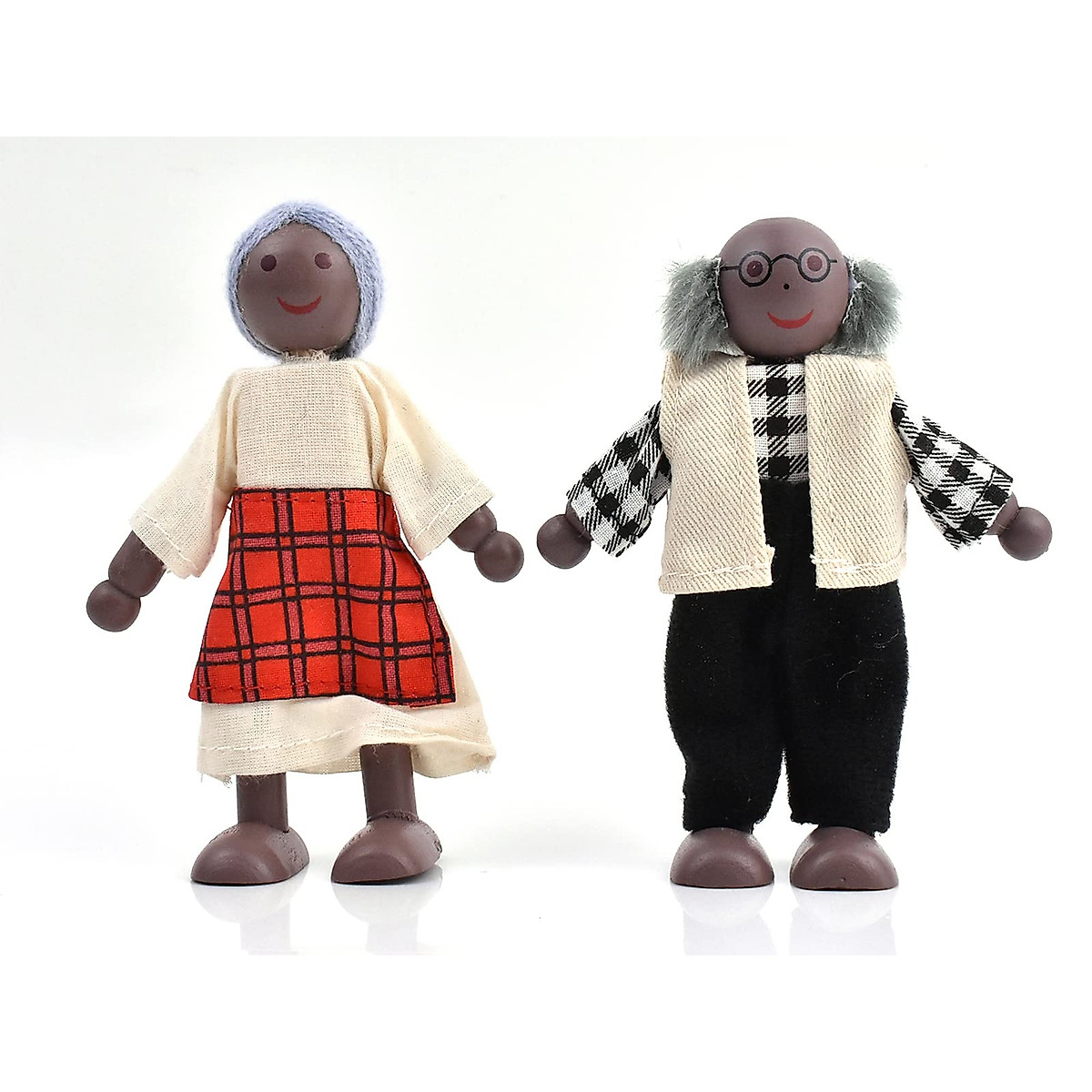 Jzszera Wooden Dollhouse People of 7 Pcs Family Figures with 2 Pets (Dog and Cat) for Girls Toddler Kids Dollhouse Accessories Toy