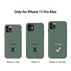 OuXul iPhone 11 Pro Max Case, Slim Liquid Silicone Case Compatible with iPhone 11 Pro Max 6.5 Inch, Full Body Microfiber Lining Protective Case (Forest Green)