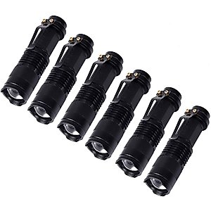 KunHe 6 Pack Small Mini Single Mode Led Handheld Flashlights Aa Battery 1 Mode Flashlight Powerful