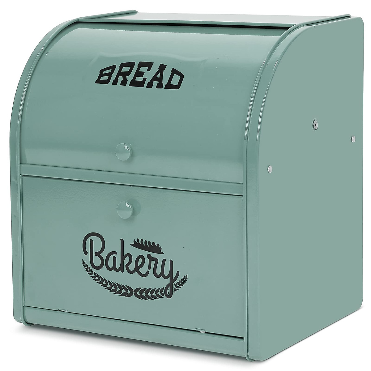 Olebes Bread Box, Metal Bread Box For Kitchen Countertop, Bread Storage Container Holds 2 Loaves Of Bread, High Capacity Breadbox, Bread Holder Suit Farmhouse Kitchen Decor For Counter (Black)