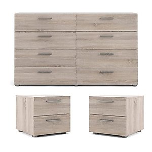 Home Square 3 Piece Bedroom Set with 8 Drawer Dresser and Two 2 Drawer Nightstand in Truffle