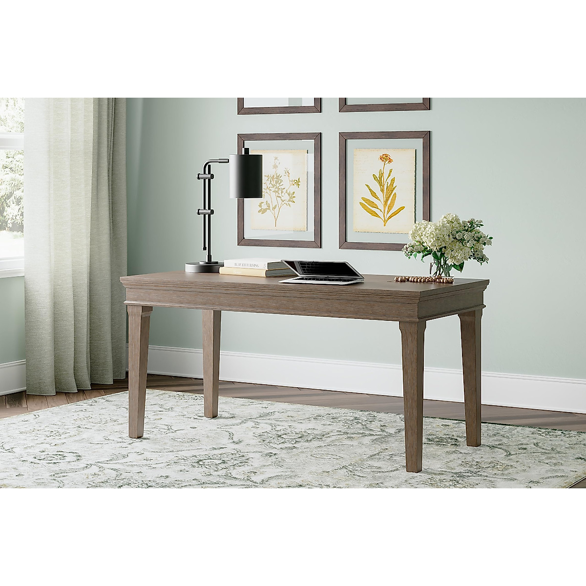 Ashley Furniture Signature Design by Ashley Janismore Traditional Home Office 63 inch Desk in Weathered Gray