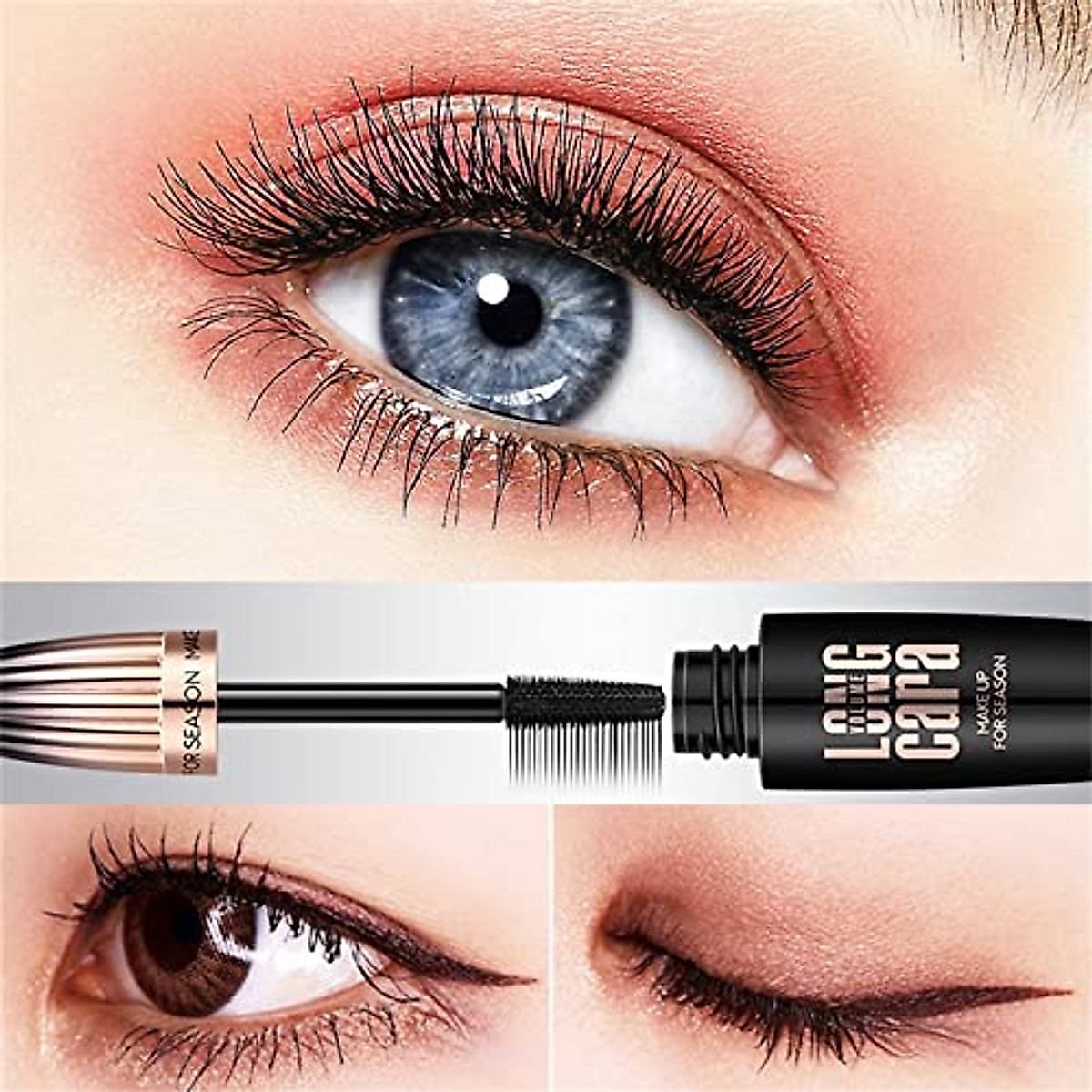 My Amazing Lashes Mascara Black Volume and Length Waterproof Smudge Proof 4D Silk Fiber Lash Mascara Natural Long Lasting Silk Fibre Mascara Longer Volumizing and Lengthening Mascara for Women (2 Pcs)