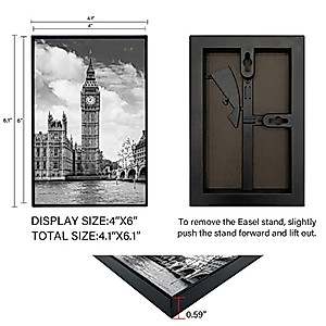 GOmaize Front Loading Black Picture Frame 4x6 Set of 10 Wall and Table Mounting