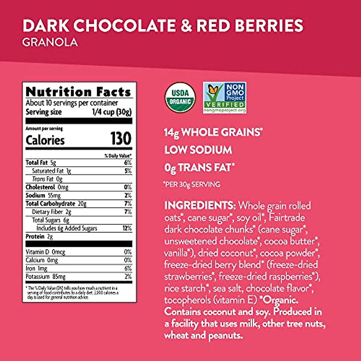 Love Crunch Organic Dark Chocolate and Red Berries Granola, 11.5 Ounce, Non-GMO, Fair Trade, by Nature's Path
