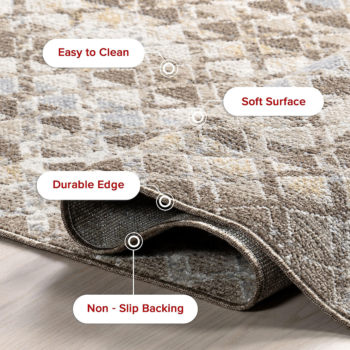 nuLOOM Carley Geometric 7x9 Machine Washable Area Rug for Living Room Bedroom Dining Room Kitchen, Beige/Ivory