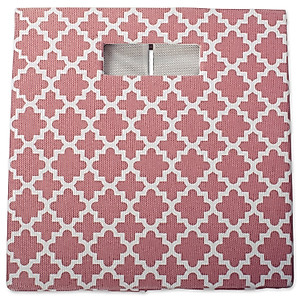 DII Hard Sided Collapsible Fabric Storage Container for Nursery, Offices, & Home Organization, (13x13x13") - Lattice Rose