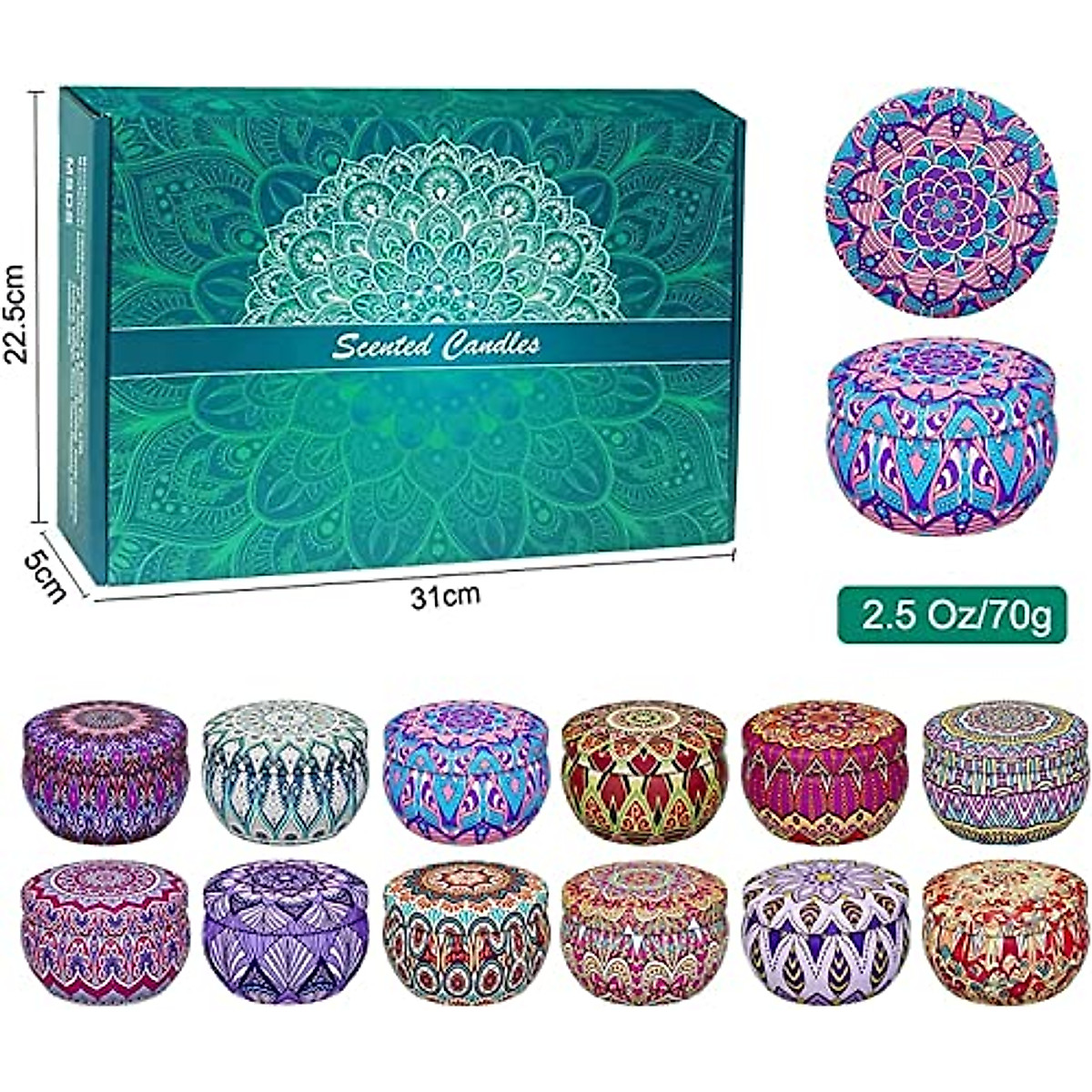 Scented Candles Gift Set for Women, Natural Soy Wax 2.5 Oz with Essential Oils for Stress Relief, Home Aromatherapy Candles, Perfect for Mother's Day, Christmas, Valentine's Day Gifts